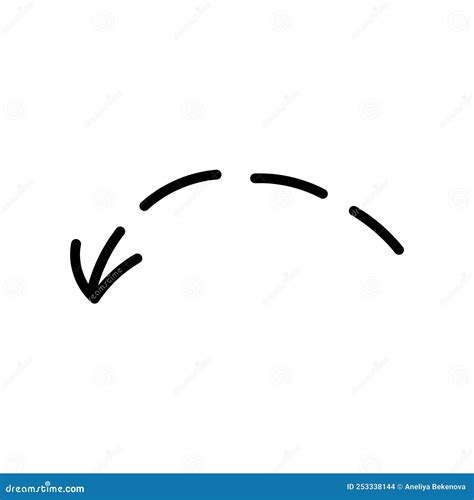 doted arrow icon doodle vector illustration drawn by hands stock