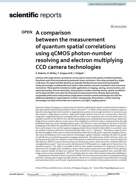 Pdf A Comparison Between The Measurement Of Quantum Spatial Correlations Using Qcmos Photon