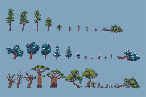 Free Tree Pixel Art Asset Pack On Behance
