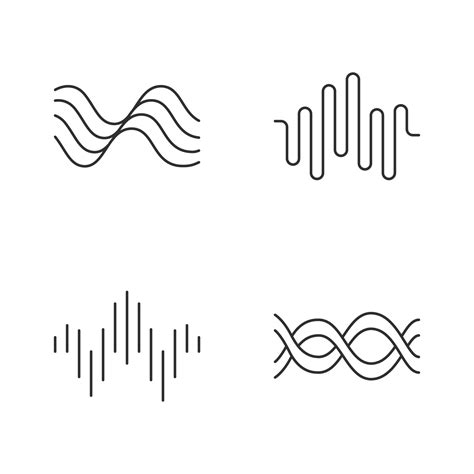 Sound Waves Linear Icons Set Audio Waves Sound Voice Recording Music Rhythm Logotype