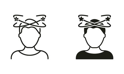 Tired Man With Nausea Symbol Collection Migraine Dizziness Headache