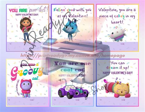 Gabbys Dollhouse Valentines Day Cards Instant Digital Download