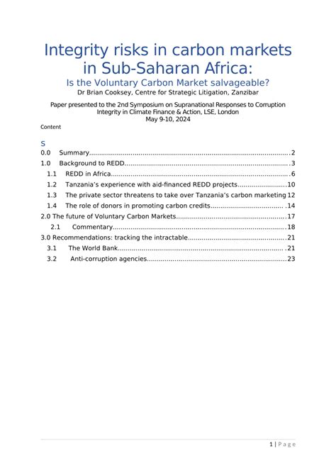 Pdf General Critique Of Redd And The Voluntary Carbon Market