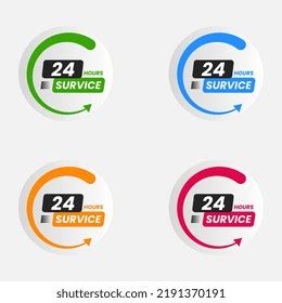24 Hours Service Vector Set Stock Vector Royalty Free 2191370191