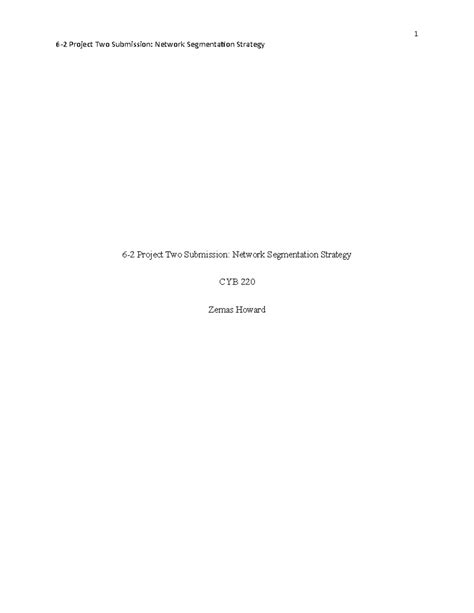 CYB Project Two Submission Network Segmentation Strategy Zemas Howard Project Two