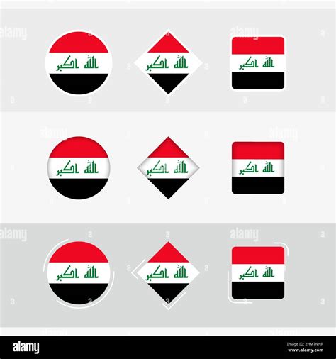 Iraq Flag Icons Set Vector Flag Of Iraq Three Versions Of Icon Stock