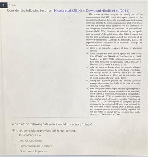 Solved Consider The Following Text From Nicolia Et Al Chegg
