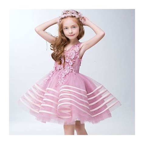 Robe Rose De Cérémonie Fille Demoiselle Dhonneur Partylook