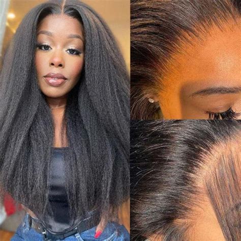 Glueless Kinky Straight Wig Human Hair Ready And Go Wigs West Kiss Hair