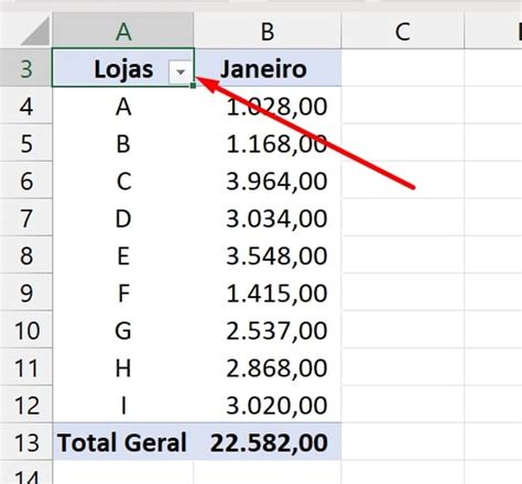 como ocultar seta do filtro da tabela dinâmica no excel explica info