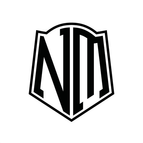 Nm Logo Monogram With Shield Shape Outline Design Template 16578864