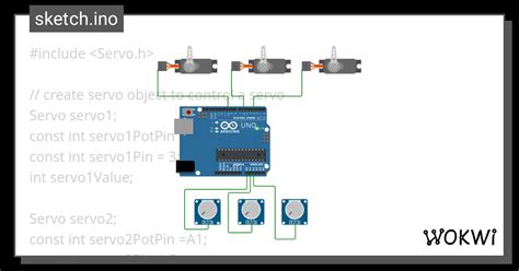 3servos Wokwi Esp32 Stm32 Arduino Simulator