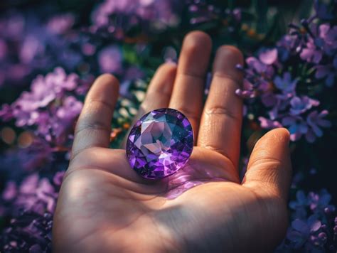 Person Holds Purple Diamond Premium Ai Generated Image