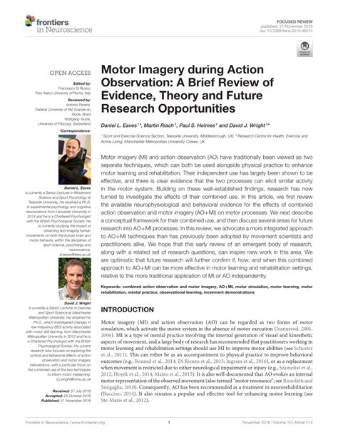 Pdf Motor Imagery During Action Observation A Brief Review Of