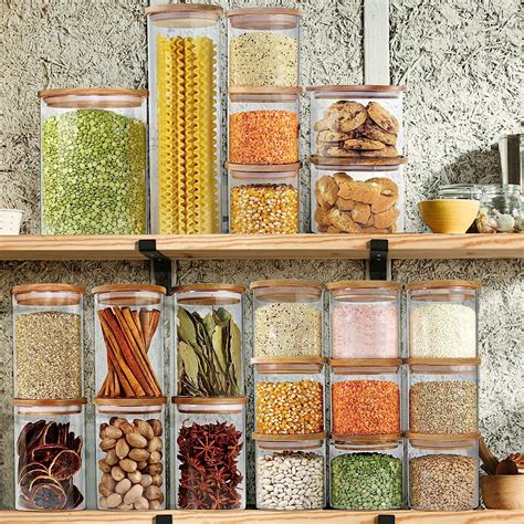 Buy Glass Jars With Airtight Lids Glass Food Storage Containers With Wood Lids Large Airtight