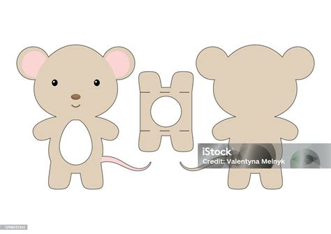 귀여운 다이 컷 마우스 초콜릿 계란 홀더 템플릿 부활절 달걀소매 종이 상자 인쇄 가능한 색상 구성표입니다 레이저 절단 벡터