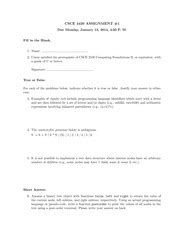 Assignment 1 On Programming Language CSCE 4430 ASSIGNMENT 1 Due