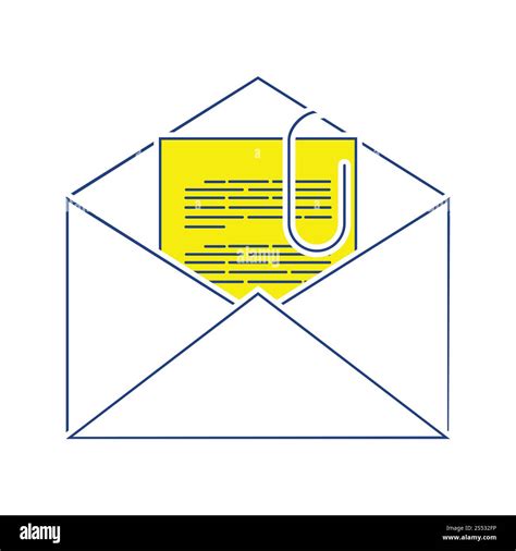 Mail With Attachment Icon Thin Line Design Vector Illustration Stock