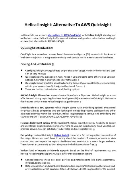 Ppt Helical Insight Alternative To Aws Quicksight Powerpoint