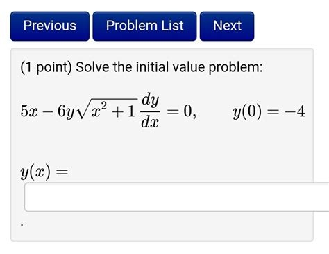 Solved Previous Problem List Next 1 Point Solve The