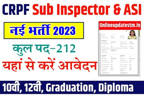 CRPF SI And ASI Recruitment 2023