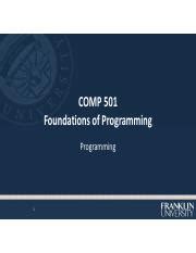 Week1 Introduction To Programming Pdf COMP 501 Foundations Of