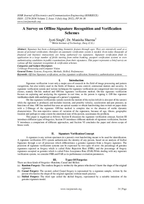 Pdf A Survey On Offline Signature Recognition And Verification Schemes