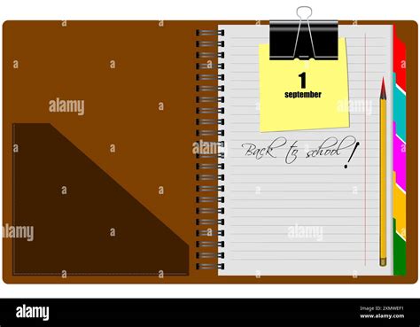 Brown Notebook Open On White Background With Clipped Yellow None Back