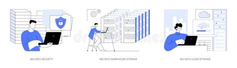 Big Data Storage Isolated Cartoon Vector Illustrations Se Stock Vector