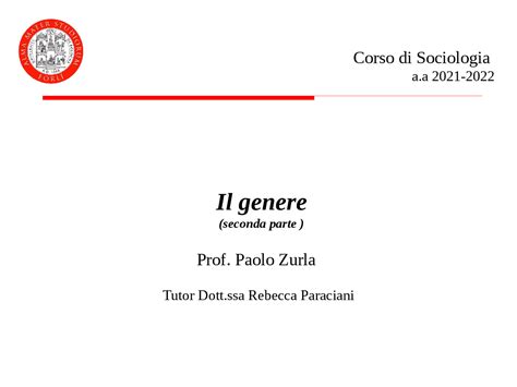 Il Genere Sociologia Docsity