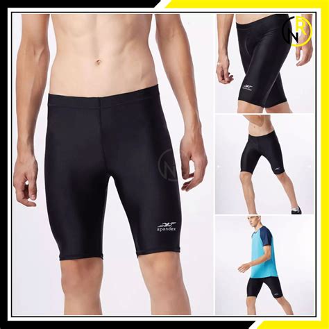กางเกงรัดกล้ามเนื้อขาสั้นเป้าสี่เหลี่ยม สีดำ Spandex รุ่น Training