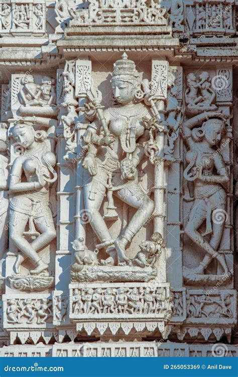 Stone Carved Female Figures On Shri Ajitnath Bhagwan Shwetamber Jain