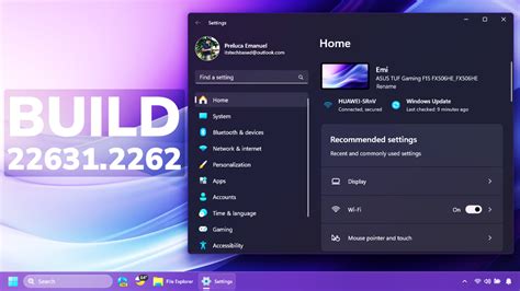 New Windows Build New Settings Homepage File Explorer