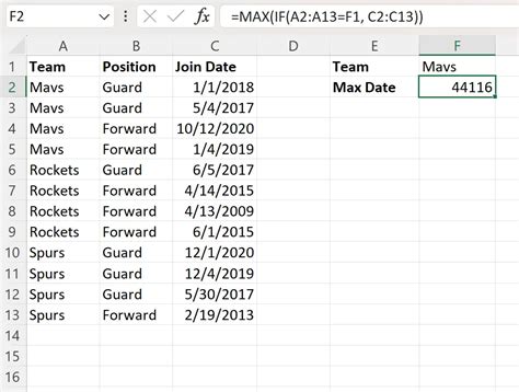 Excel：查找值并查找最大日期 Statorials