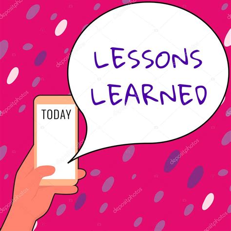 Señal de escritura a mano Lecciones aprendidas Palabra escrita en