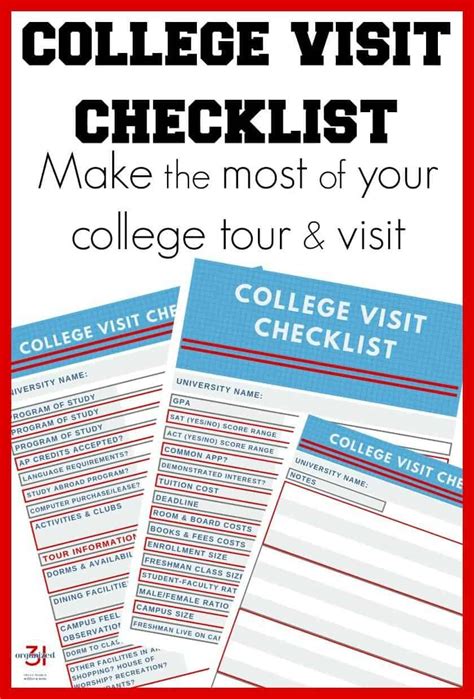 College Visit Checklist Artofit