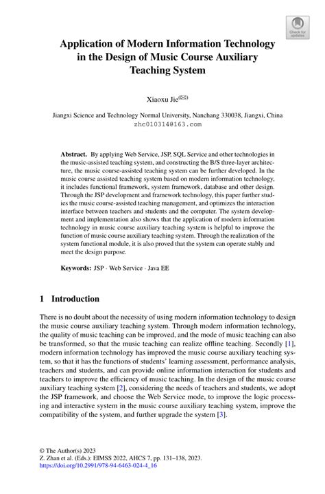 Pdf Application Of Modern Information Technology In The Design Of Music Course Auxiliary