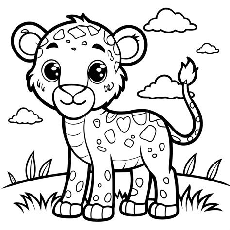 Cute Leopard Cub Coloring Page Premium Ai Generated Vector