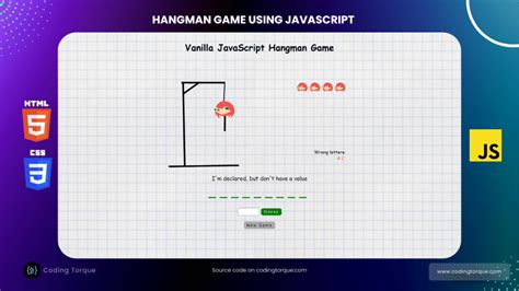 Hangman Game Using Html Css And Javascript Source Code Coding