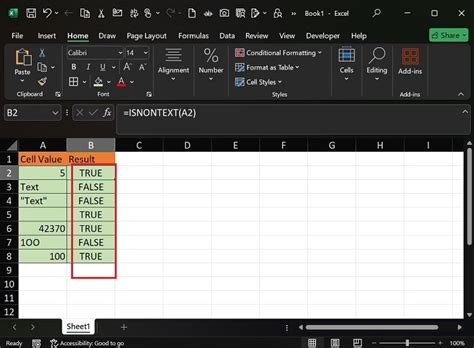 Excel Isnontext Function