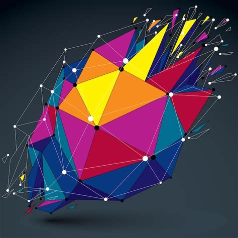 Premium Vector 3d Vector Low Poly Object With Connected Lines And Dots Colorful Digital