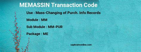 MEMASSIN SAP Tcode For Mass Changing Of Purch Info Records