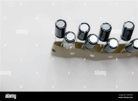 Multiple Capacitors Isolated On A White Background Capacitors Are Used