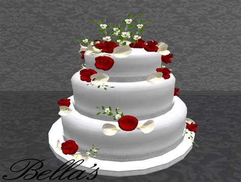 Second Life Marketplace Wedding Cake Red White