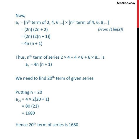misc 12 find 20th term of series 2 x 4 4 x 6 6 x 8