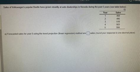 Solved A Forecasted Sales For Year 6 Using The Trend