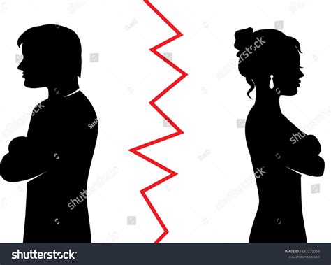 Silhouettes Heterosexual Couple Quarreled Turned Away Stock Vector