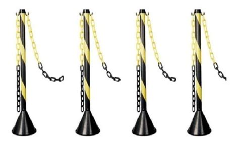 Kit Pedestal Pvc 4 Peças 3 Mts De Corrente Zebrada Frete grátis