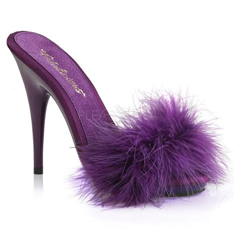 5 Heel Blue Satin Platform Marabou Sandal Fabulicious Poise 501f