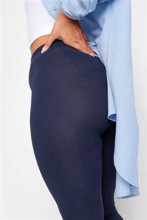 Plus Size Yours For Good Navy Blue Cotton Stretch Cropped Leggings